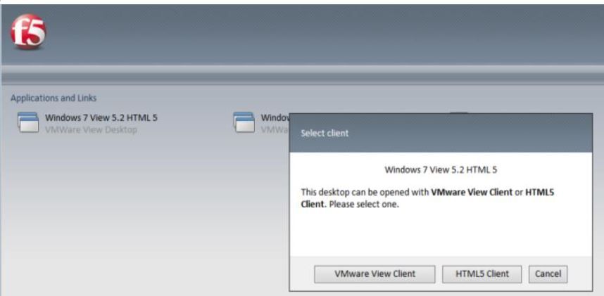VMware View HTML5/Blast client selection window | DevCentral