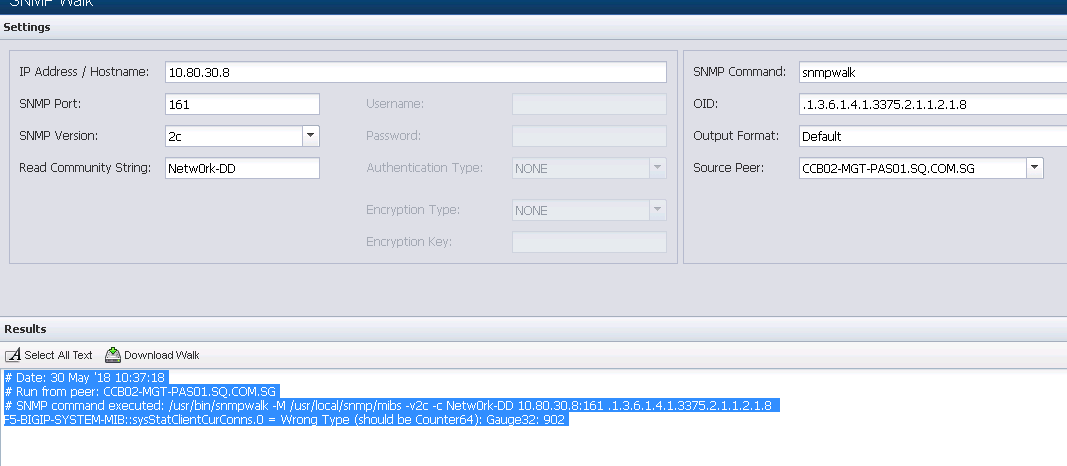 SNMP walk fails | DevCentral