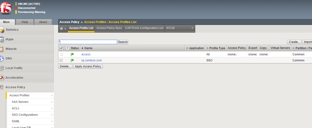Edit column missing in access profiles list | DevCentral