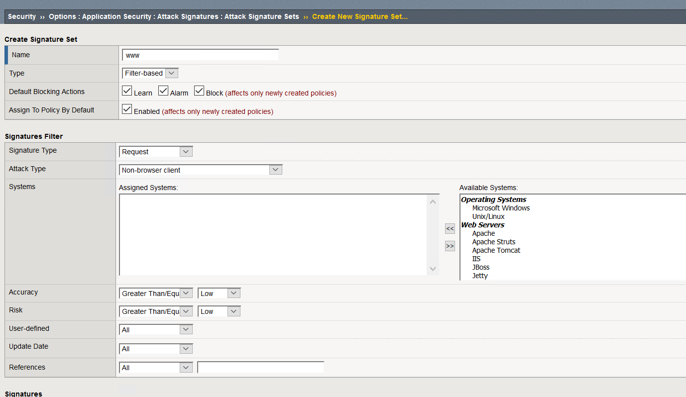 Create Attack Signature Sets through TMOS | DevCentral