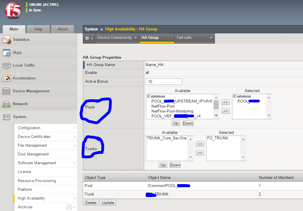 Anyone can explain about relation of "Pool" and "Trunk" with HA Group? | DevCentral