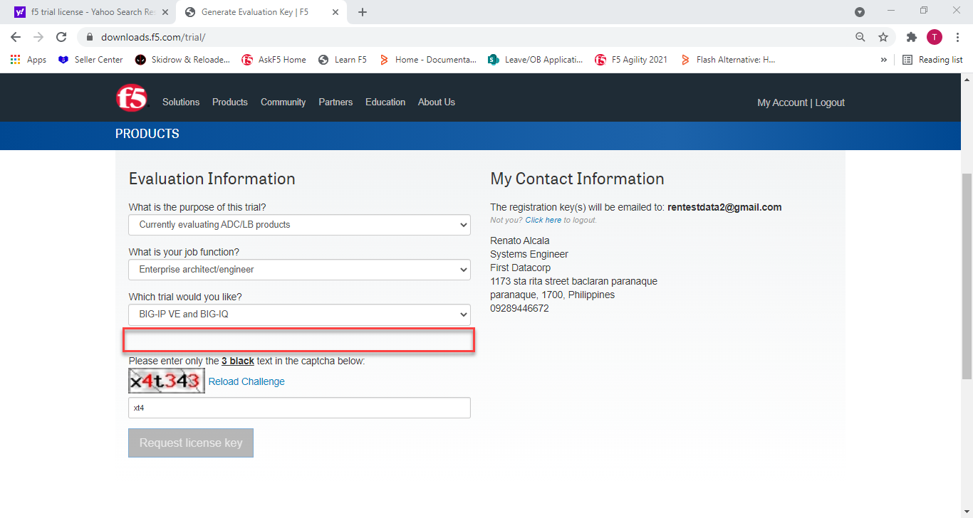 Can't get free trial licensed for my F5 VE :( | DevCentral