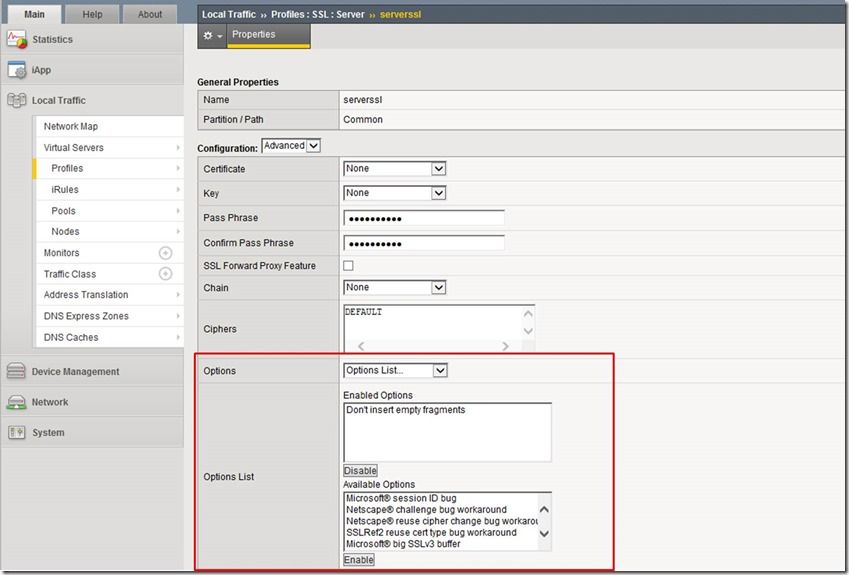 Specifics of the SSL Options that are offered in the BIG-IP LTM.