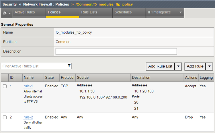 Configuring BIG-IP AFM firewall policies and rules with Ansible