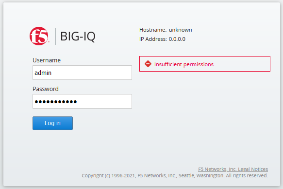 Insufficient permissions BIG-IQ login error. | DevCentral