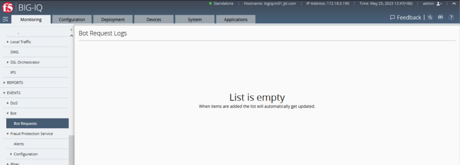Bot Log is not showing in BIG-IQ | DevCentral