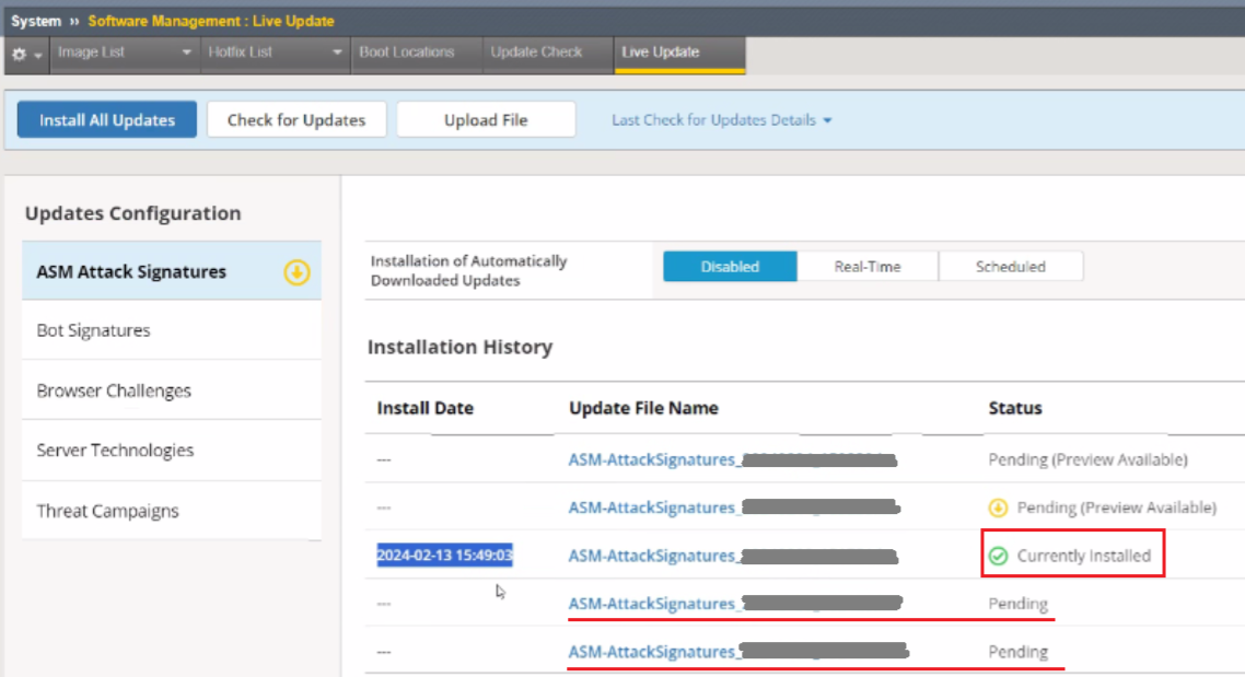 Old Attack Signatures in Pending state | DevCentral