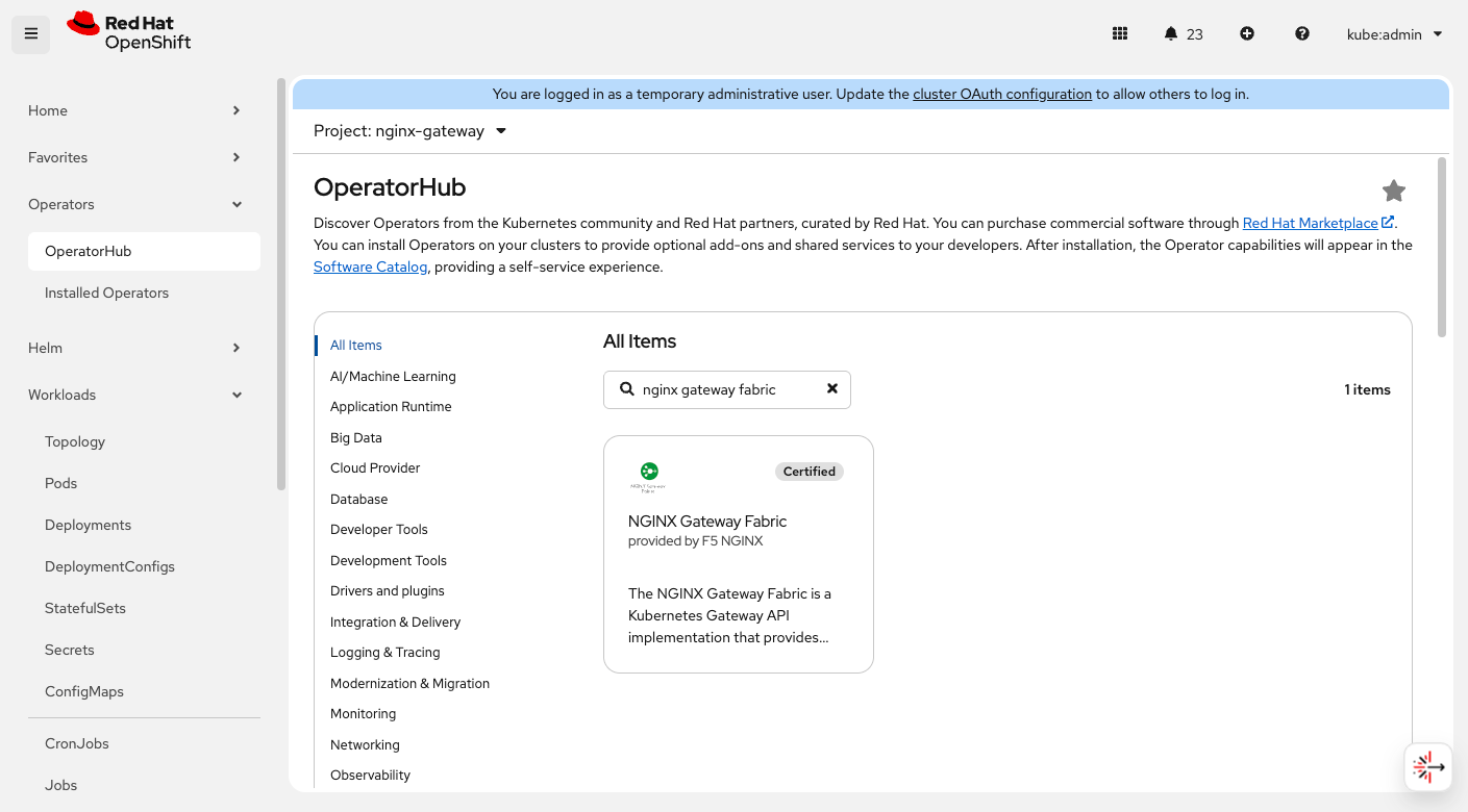 Getting Started with the Certified F5 NGINX Gateway Fabric Operator on Red Hat OpenShift ...