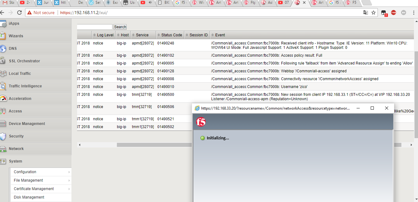 APM stuck in initializing state after login | DevCentral